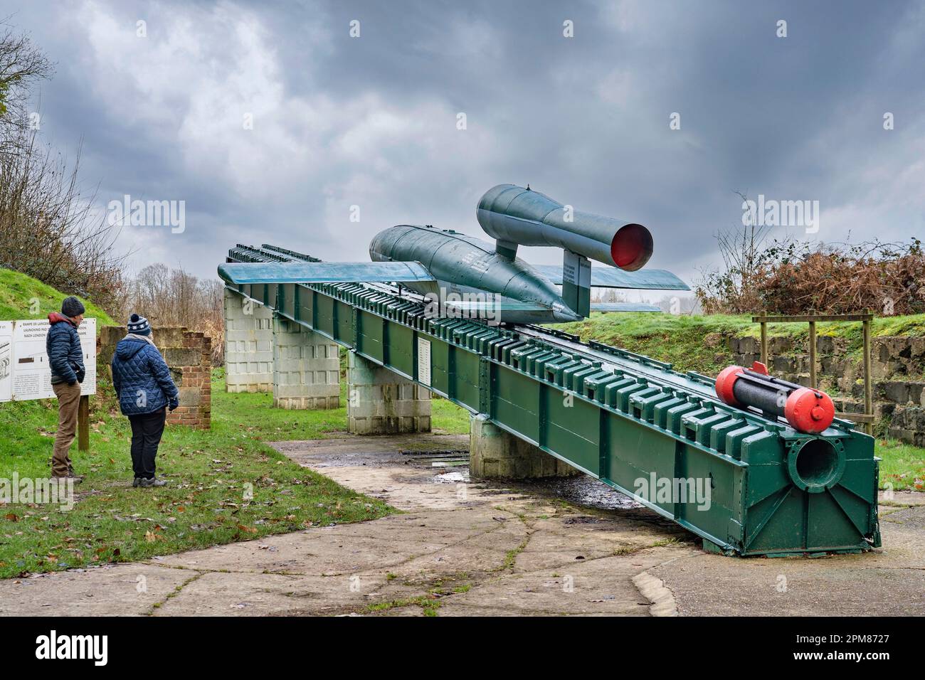 France, Seine Maritime, Ardouval, V1 site of Val Ygot, launching pad facing London with a flying ...