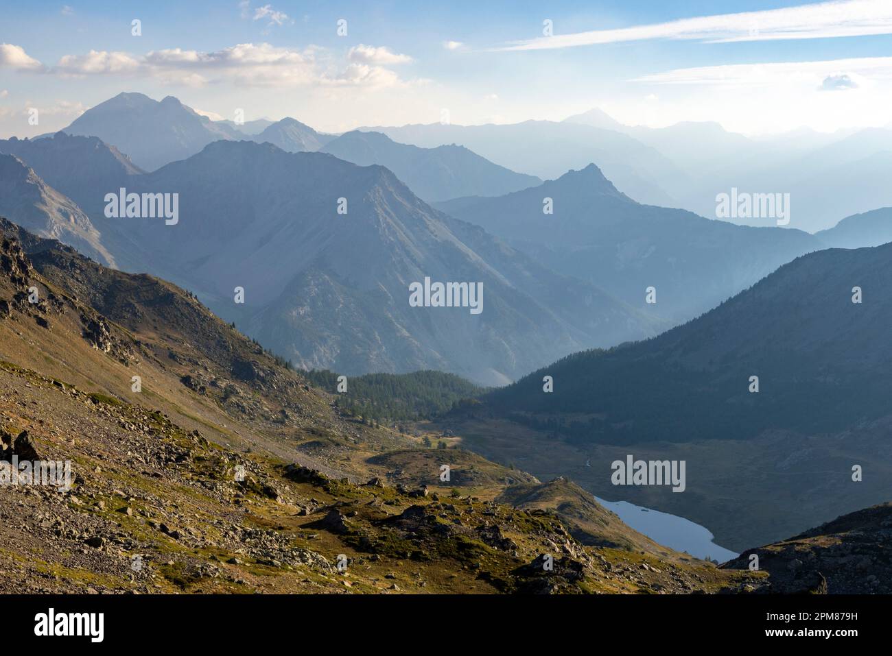France, Hautes-Alpes, the Col du Granon (2404 m), seen on the Cerces ...