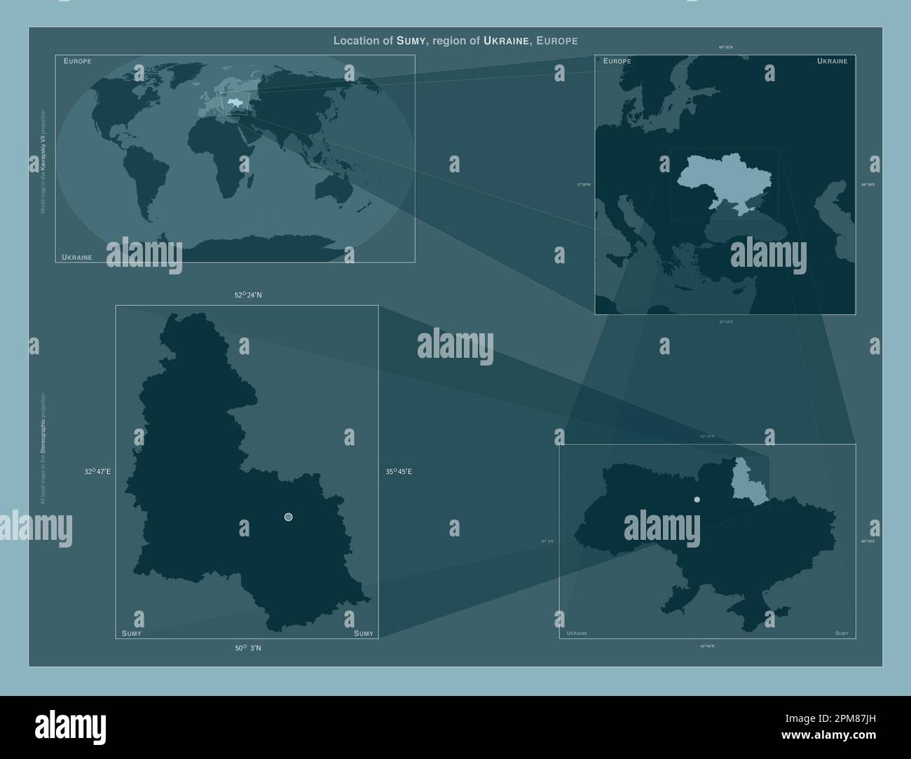 Sumy, region of Ukraine. Diagram showing the location of the region on ...