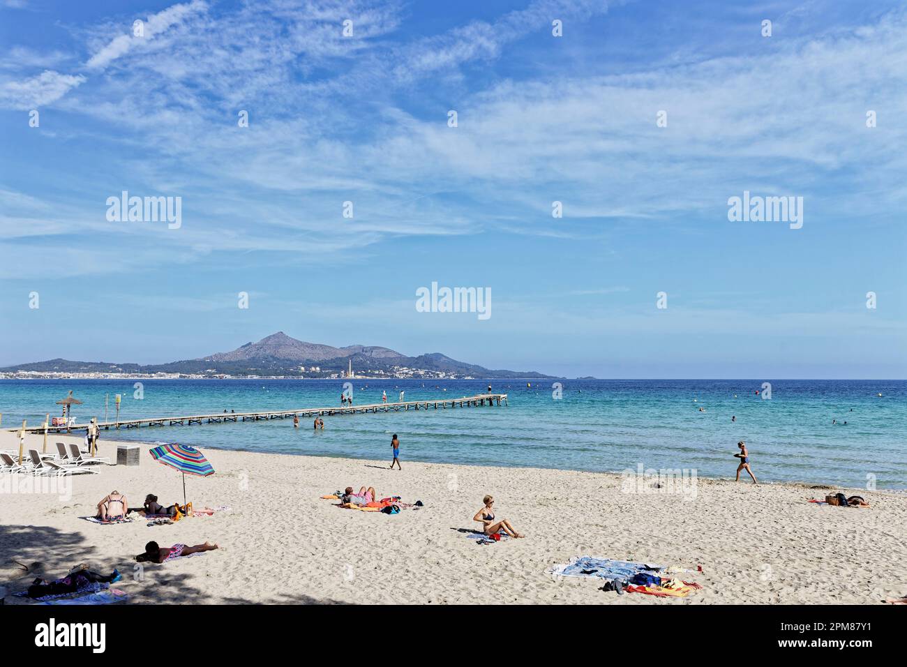 Spain, Balearic Islands, Majorca, Bay of Alcúdia, Alcúdia, Playa De ...