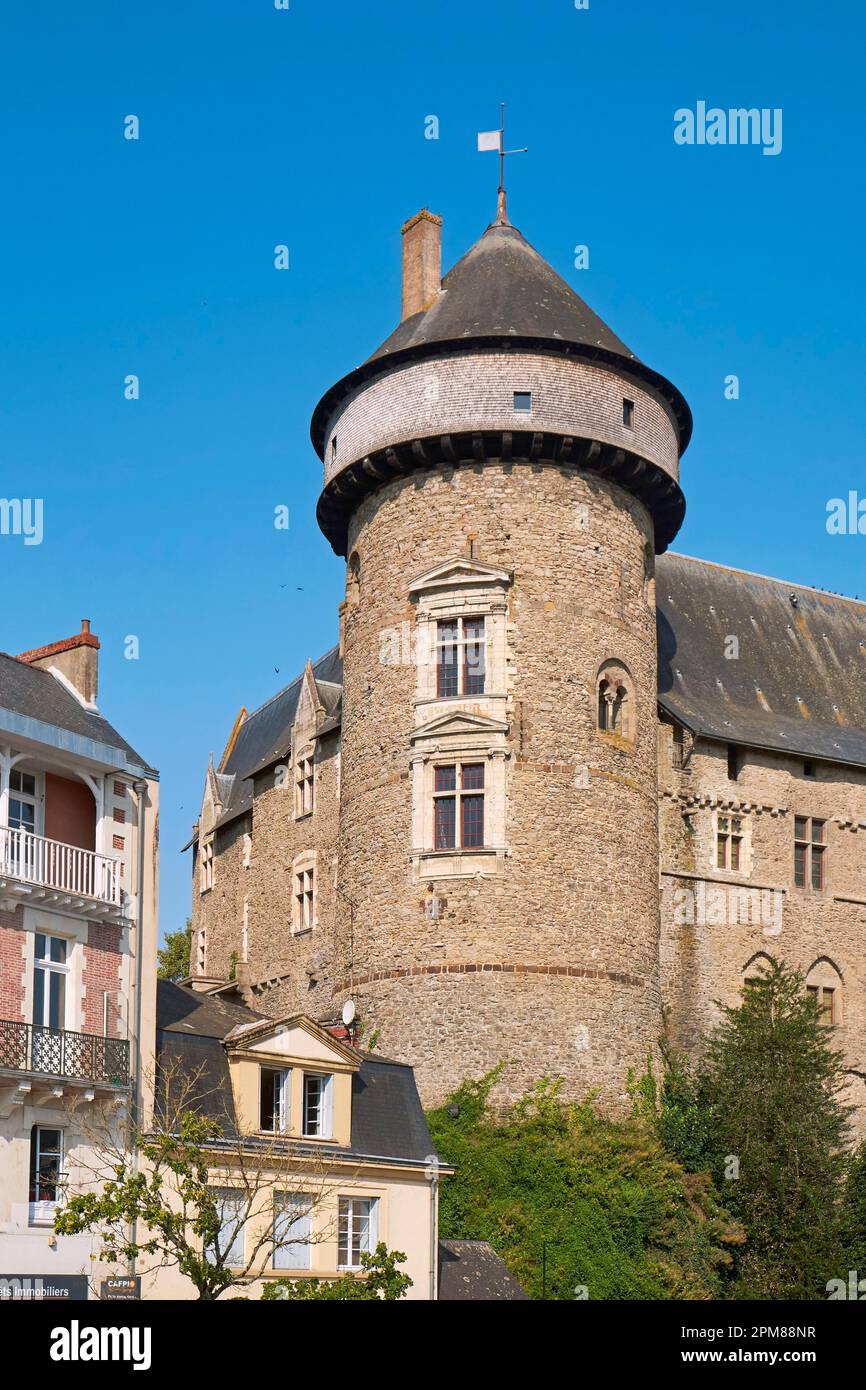 France, Mayenne, Laval, Main Tower of the medieval Old Castle Stock ...