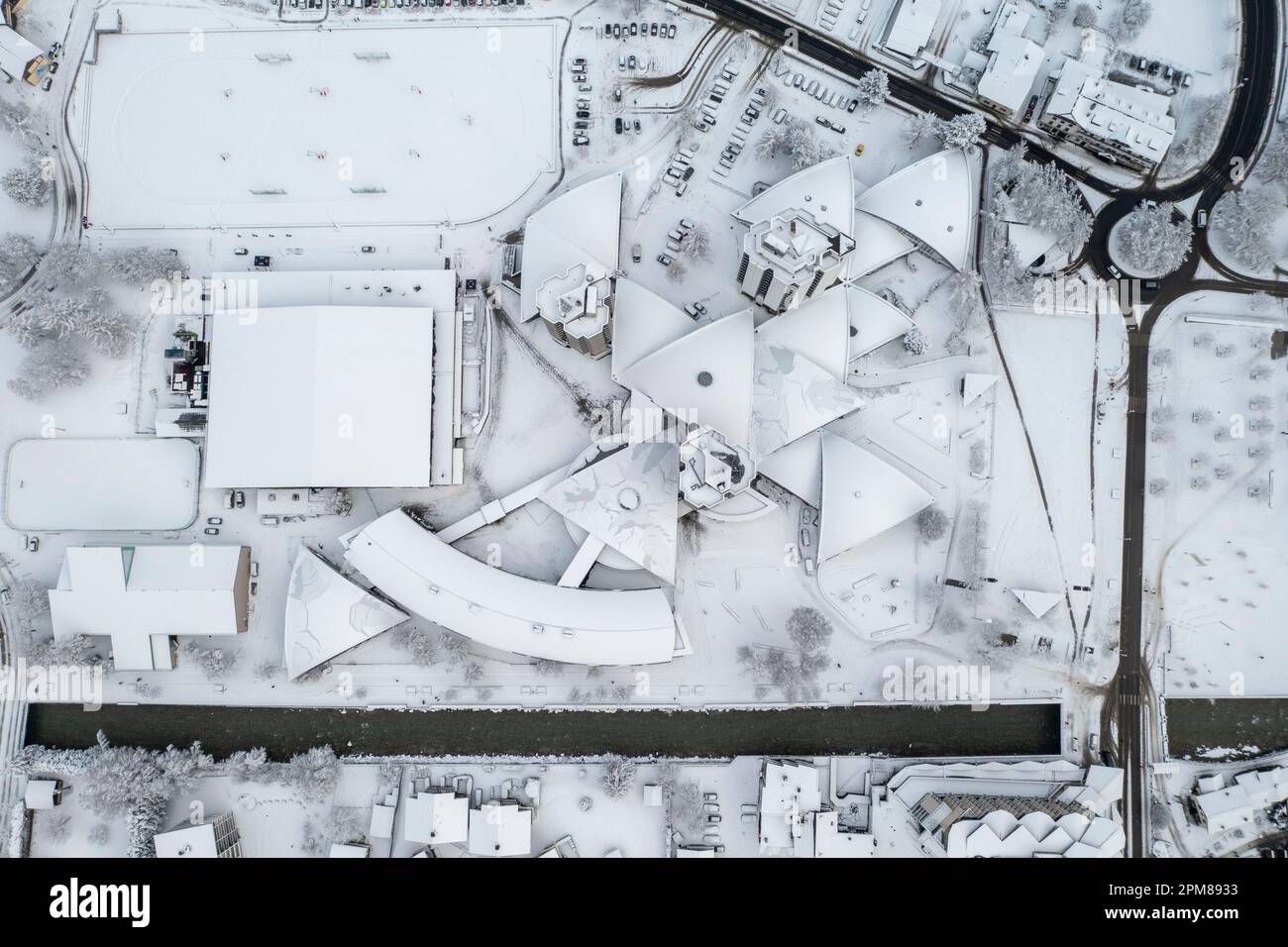 France, Haute Savoie, Chamonix-Mont-Blanc, view of the roofs of the ice ...