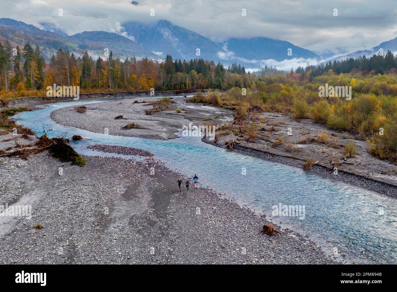 France, Haute-Savoie, Giffre valley, running along the edge of the ...
