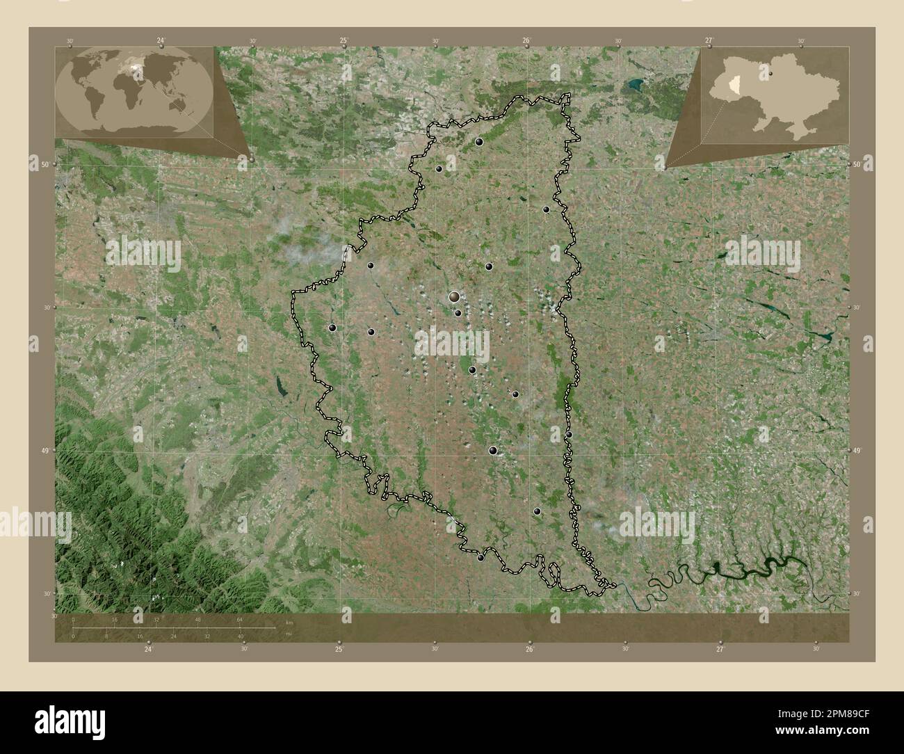 Ternopil', region of Ukraine. High resolution satellite map. Locations ...