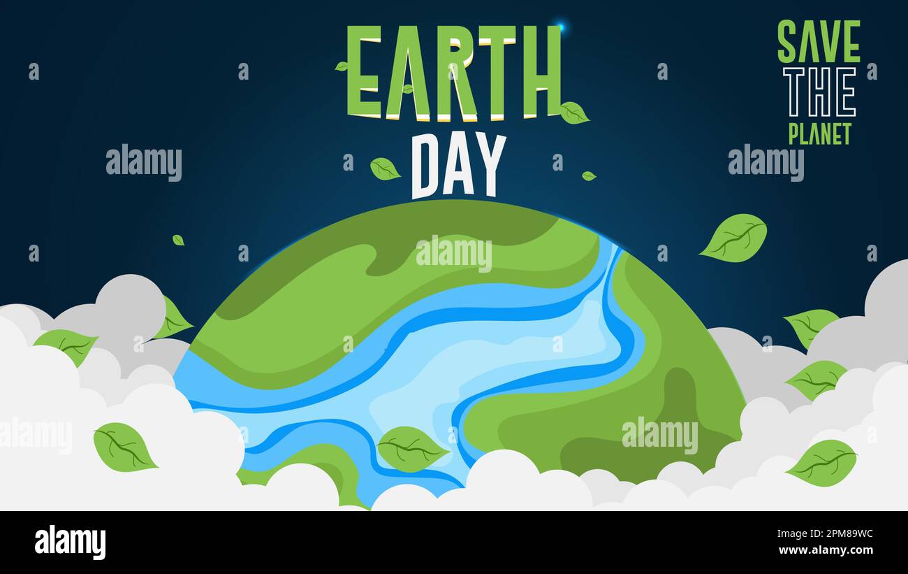 International Mother Earth Day. 22 April. World map with sky background ...