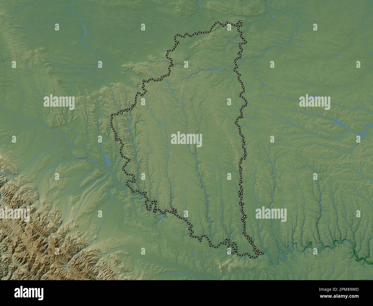 Ternopil', region of Ukraine. Colored elevation map with lakes and ...