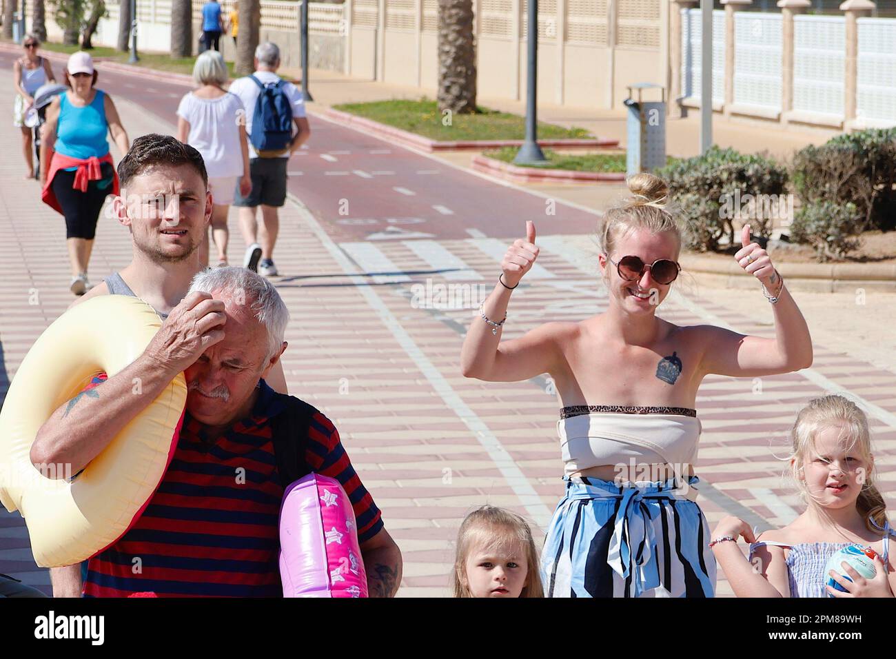 Roquetas de Mar, Almeria, Spain. 12 Apr, 2023. People still on holiday ...