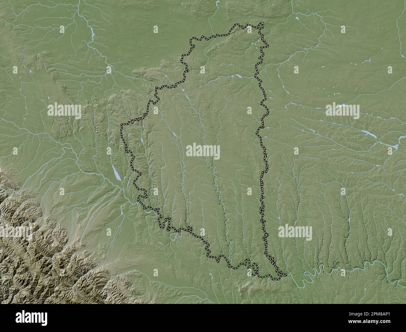 Ternopil', region of Ukraine. Elevation map colored in wiki style with lakes and rivers Stock ...