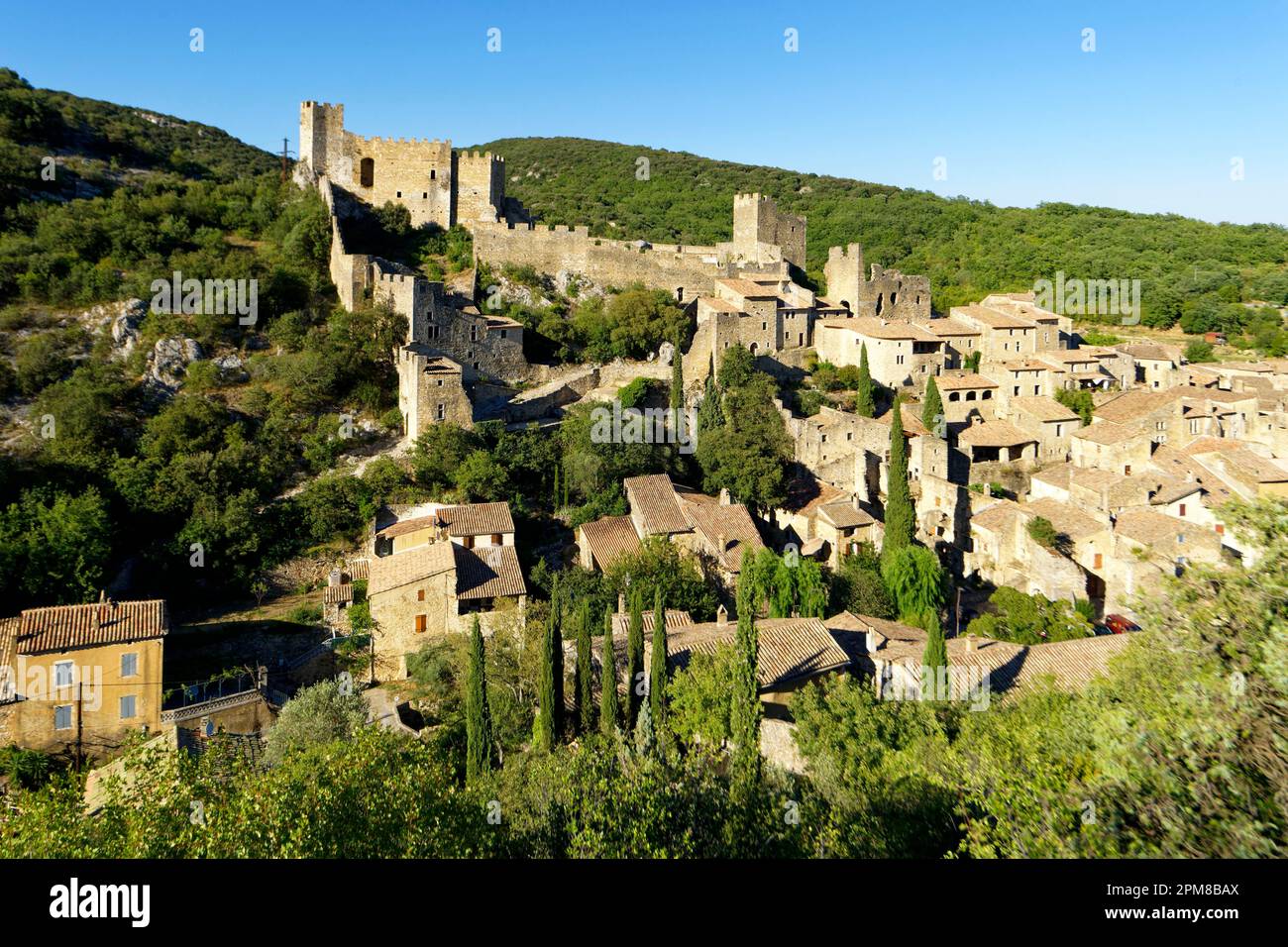 France, Ardeche, village of Saint Montan, the ruins of the feudal ...