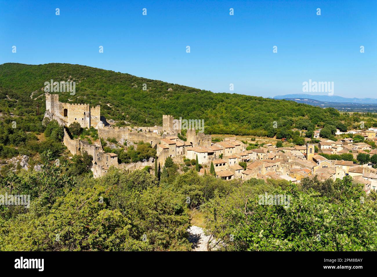 France, Ardeche, village of Saint Montan, the ruins of the feudal ...