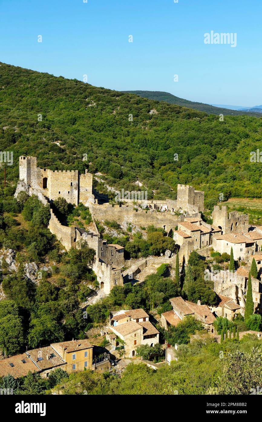France, Ardeche, village of Saint Montan, the ruins of the feudal ...