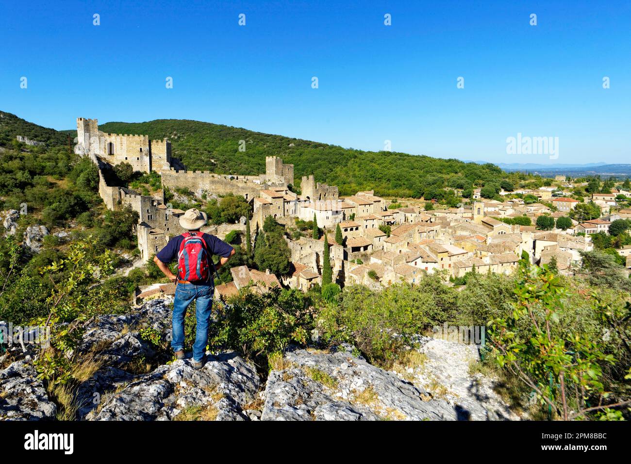 France, Ardeche, village of Saint Montan, the ruins of the feudal ...