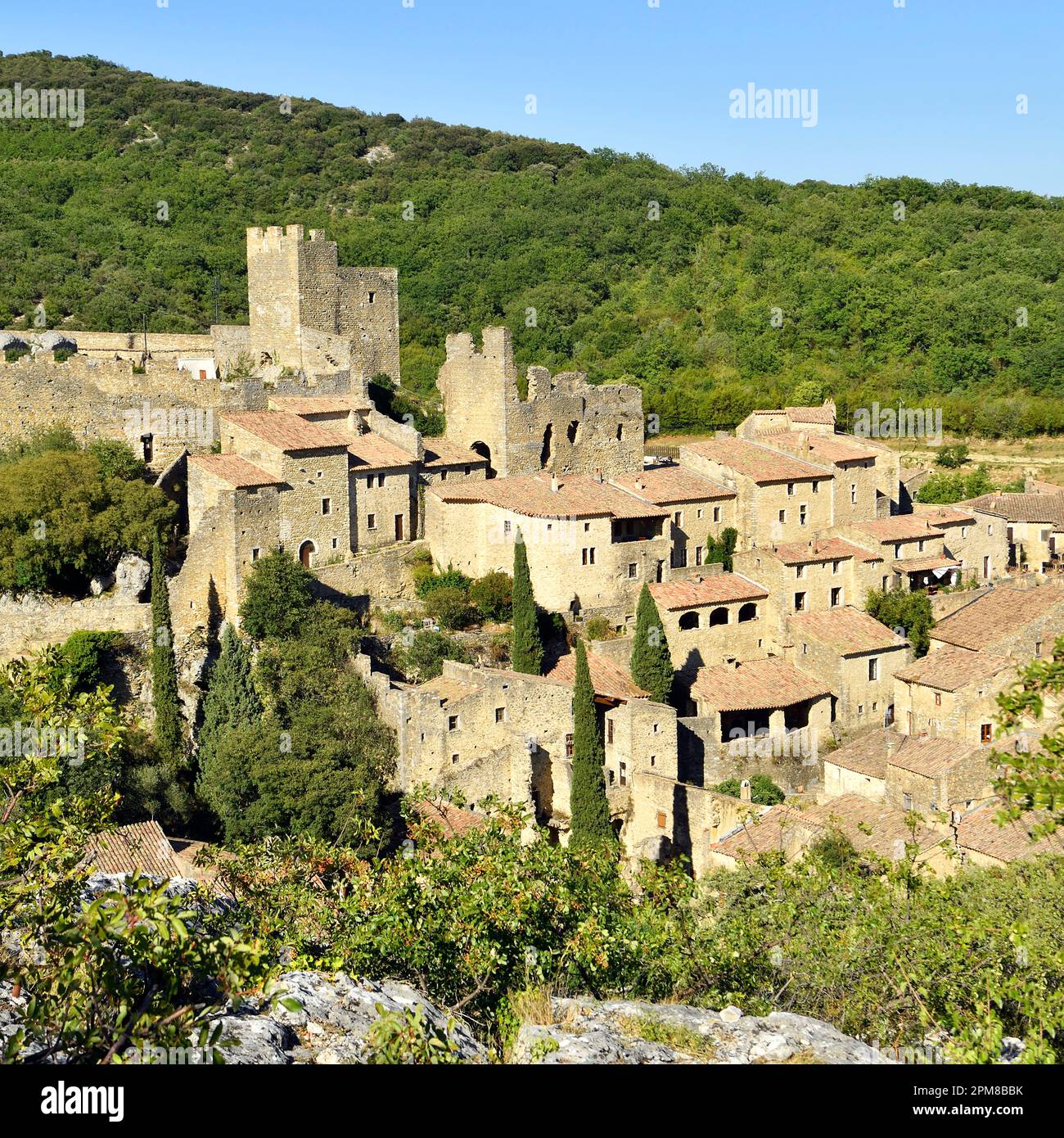 France, Ardeche, village of Saint Montan, the ruins of the feudal ...