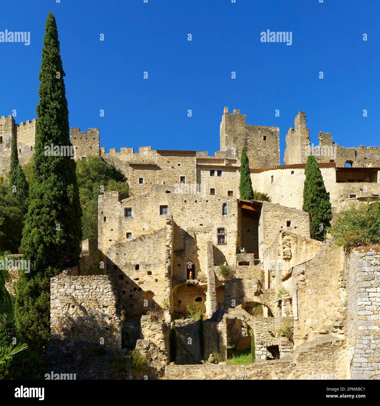 France, Ardeche, village of Saint Montan, the ruins of the feudal ...