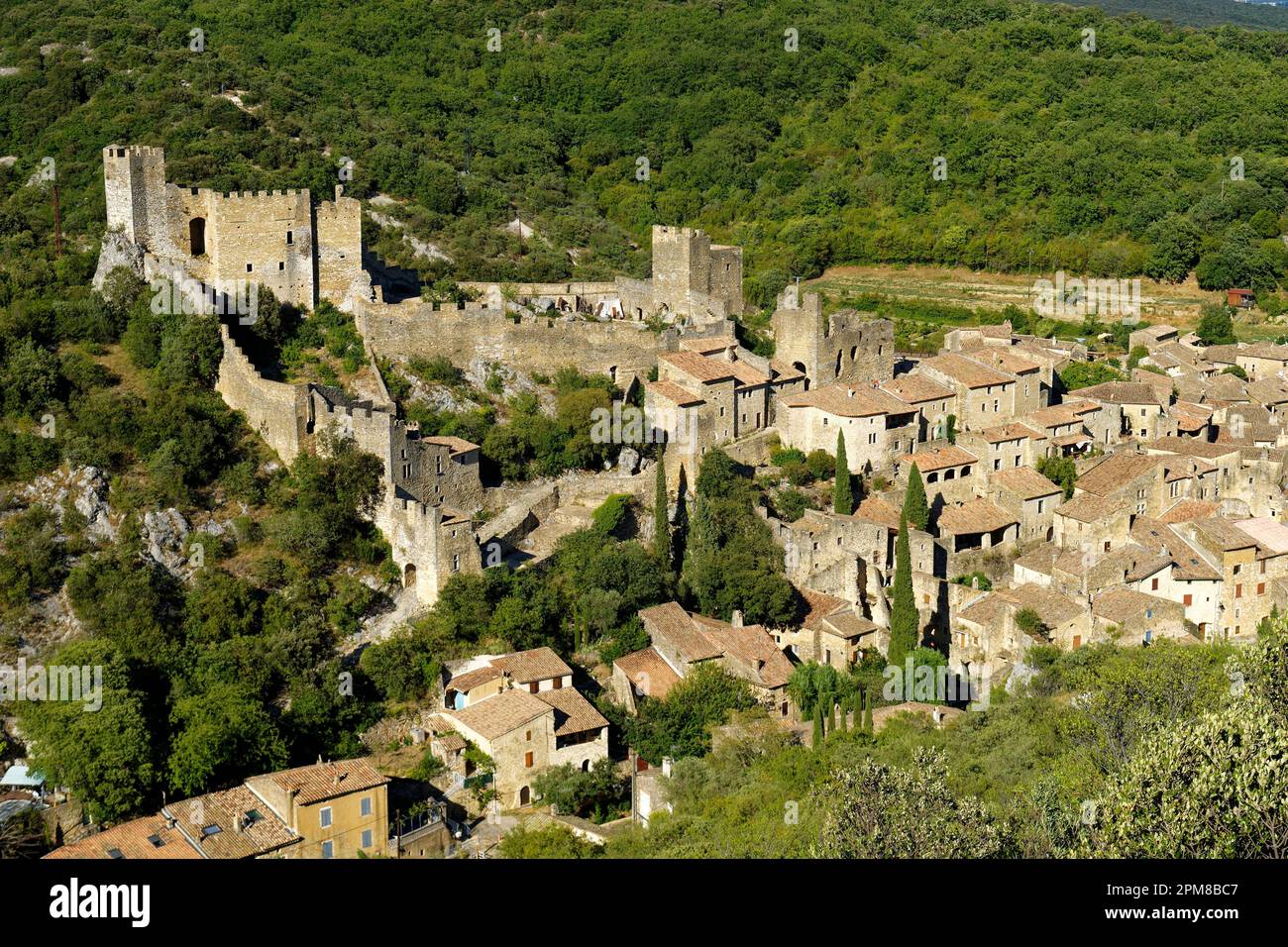 France, Ardeche, village of Saint Montan, the ruins of the feudal ...