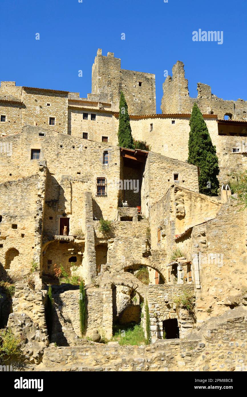 France, Ardeche, village of Saint Montan, the ruins of the feudal ...