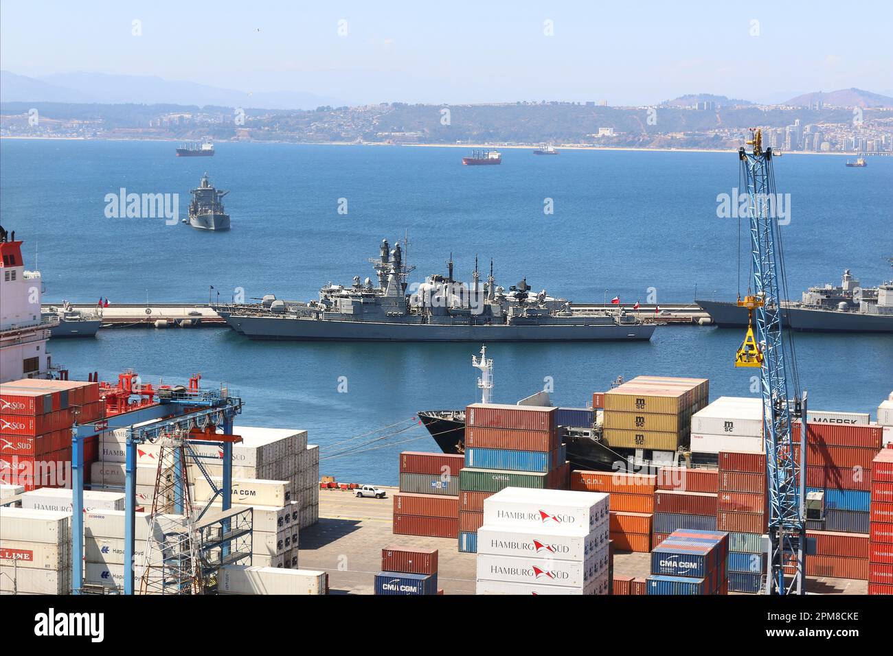 Chilean Navy Anti submarine frigates side by side docked in the port of ...