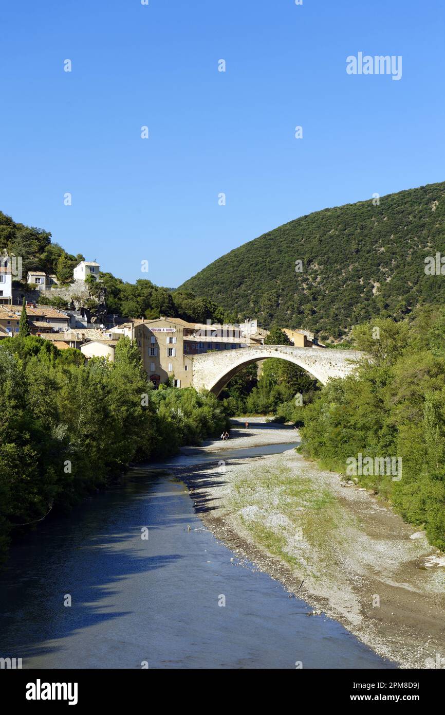 France, Drome, Drome Provencale, Nyons, Roman bridge crossing the ...