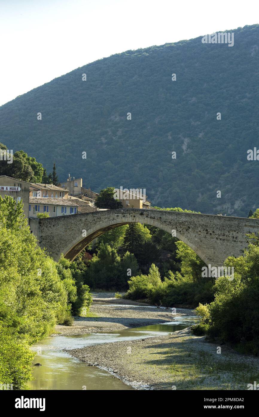 France, Drome, Drome Provencale, Nyons, Roman bridge crossing the ...