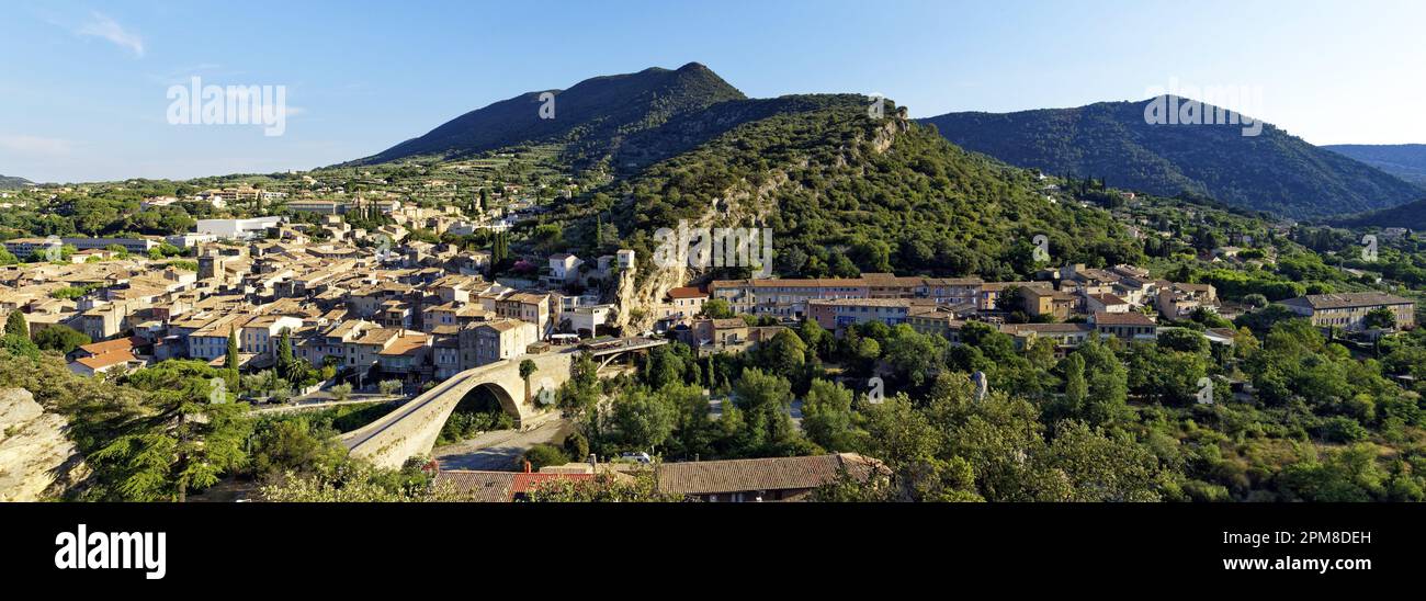 France, Drome, Drome Provencale, Nyons with it's Roman bridge crossing ...