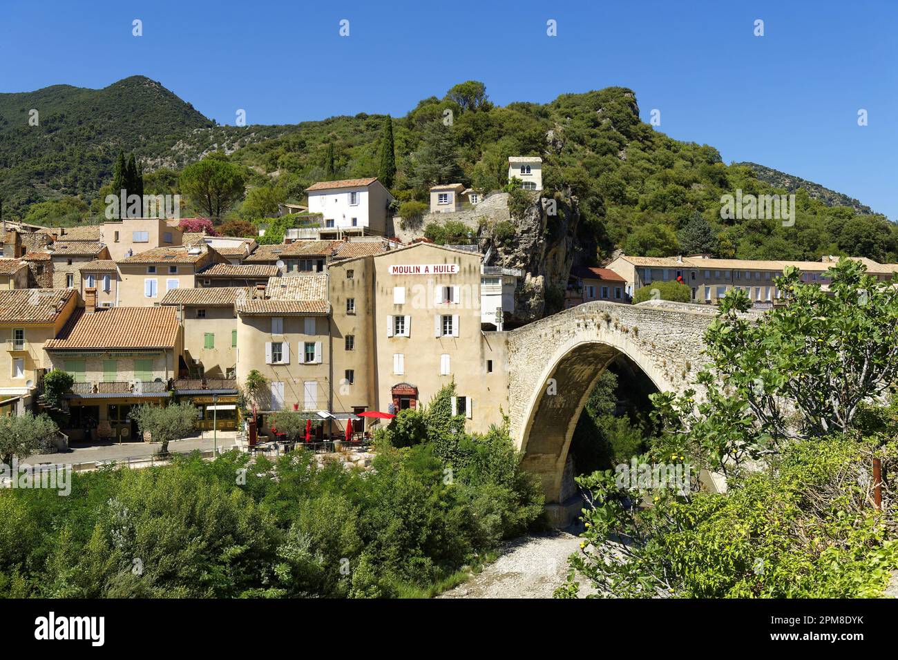 France, Drome, Drome Provencale, Nyons, Roman bridge crossing the ...