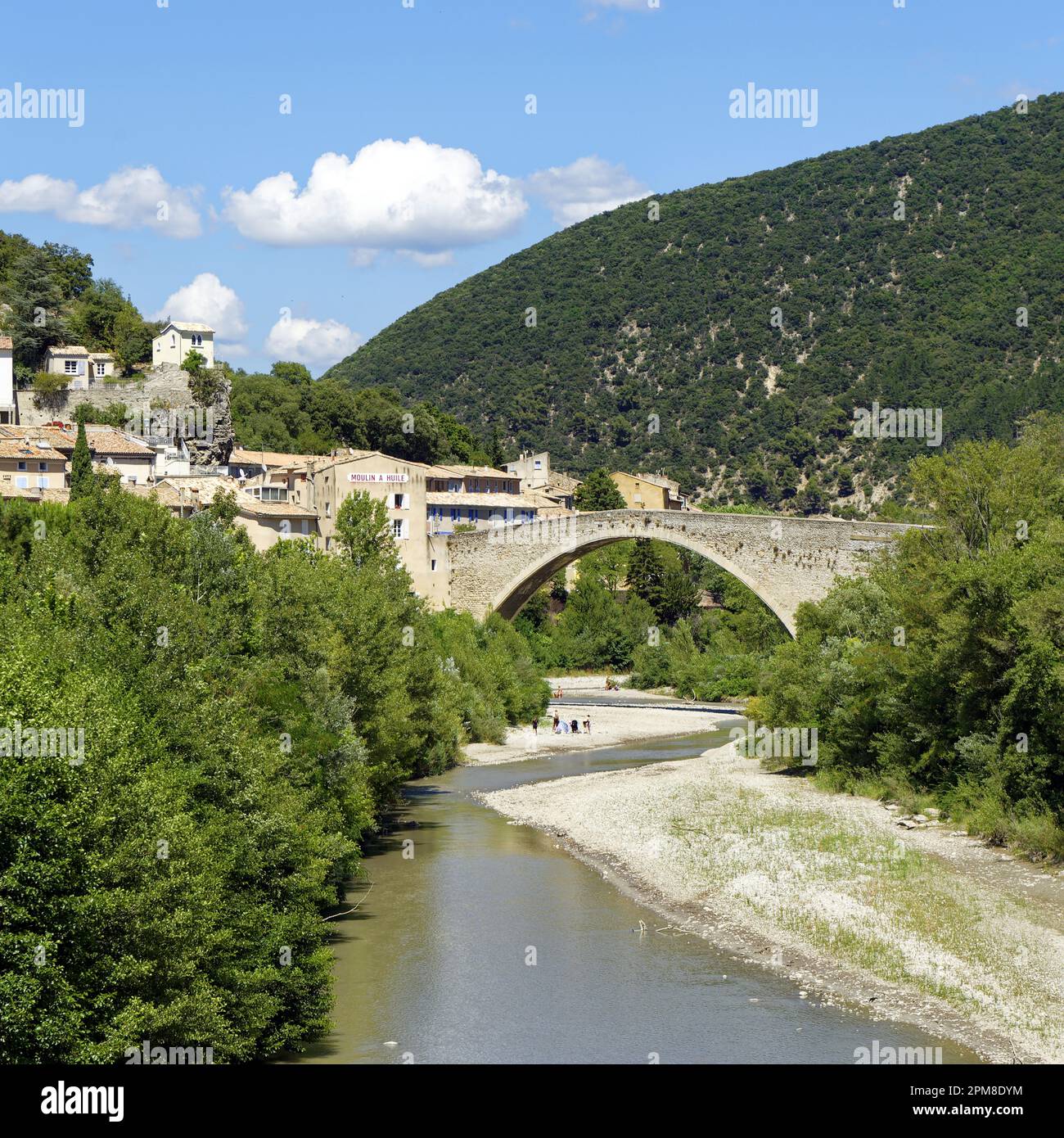 France, Drome, Drome Provencale, Nyons, Roman bridge crossing the ...
