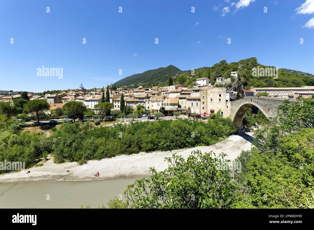 France, Drome, Drome Provencale, Nyons, Roman bridge crossing the ...