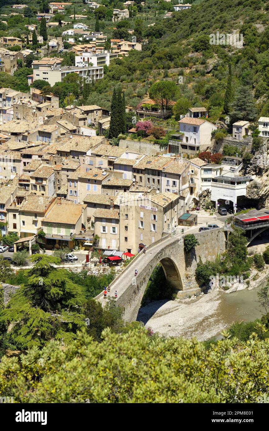 France, Drome, Drome Provencale, Nyons, Roman bridge crossing the ...