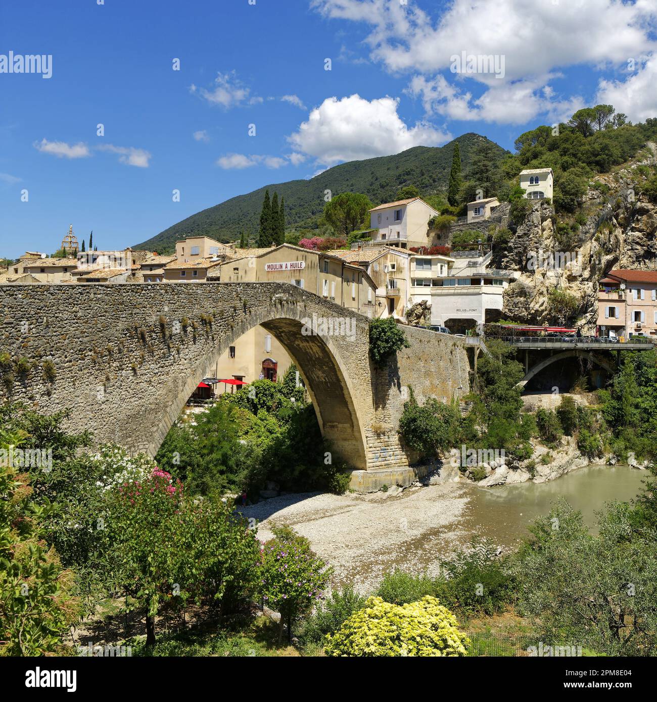 France, Drome, Drome Provencale, Nyons, Roman bridge crossing the ...