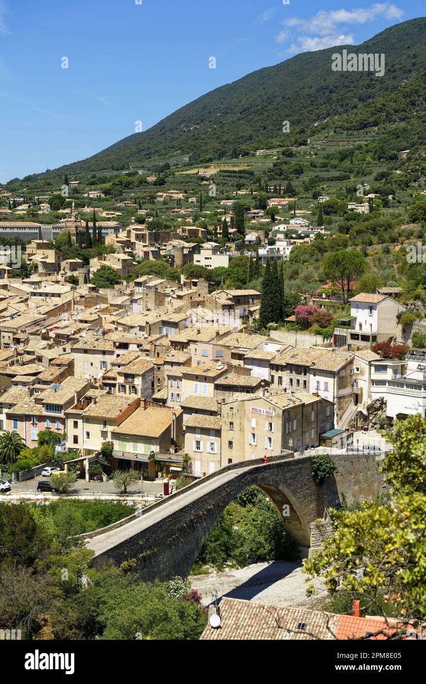 France, Drome, Drome Provencale, Nyons with it's Roman bridge crossing ...