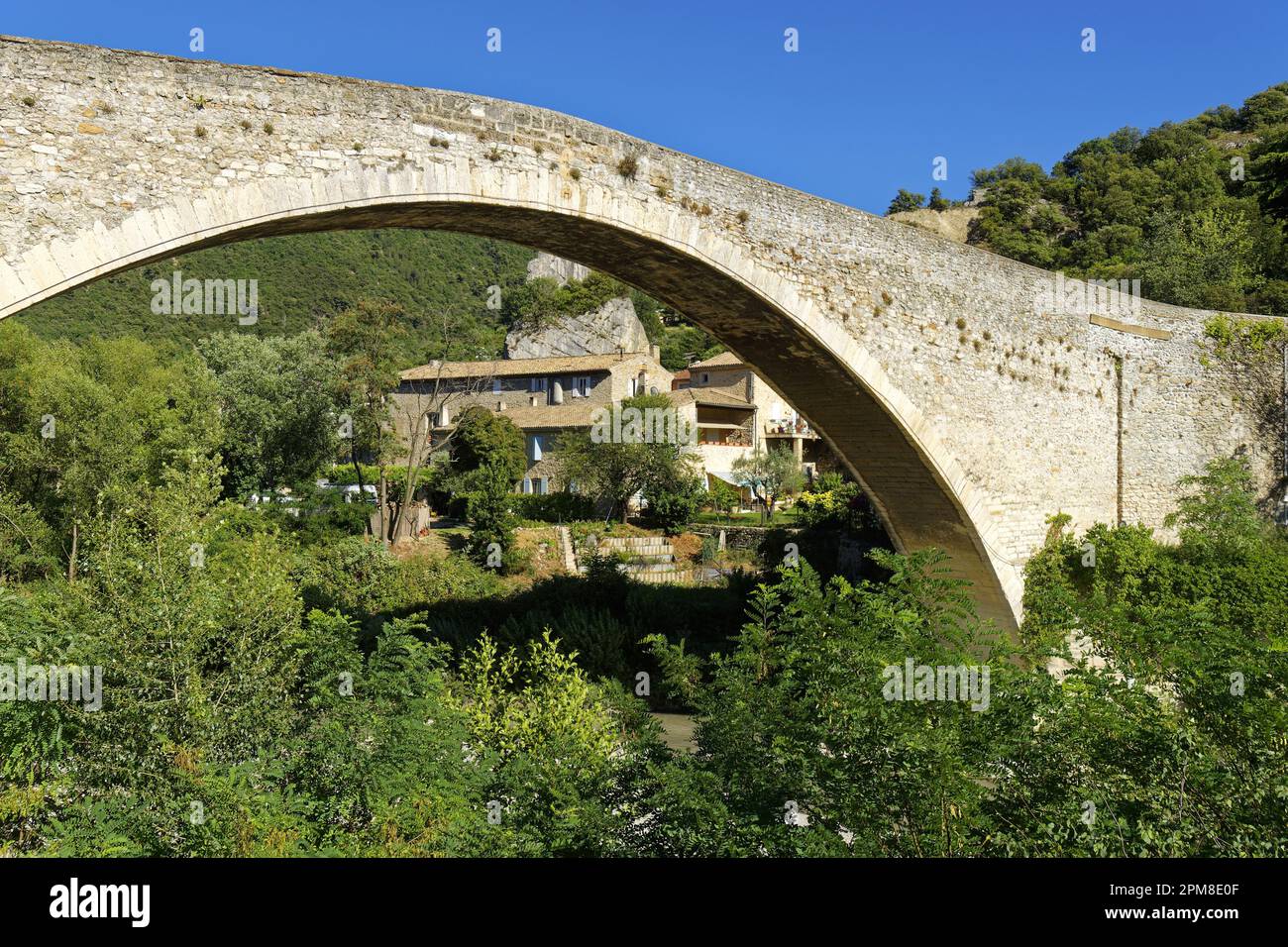 France, Drome, Drome Provencale, Nyons, Roman bridge crossing the ...