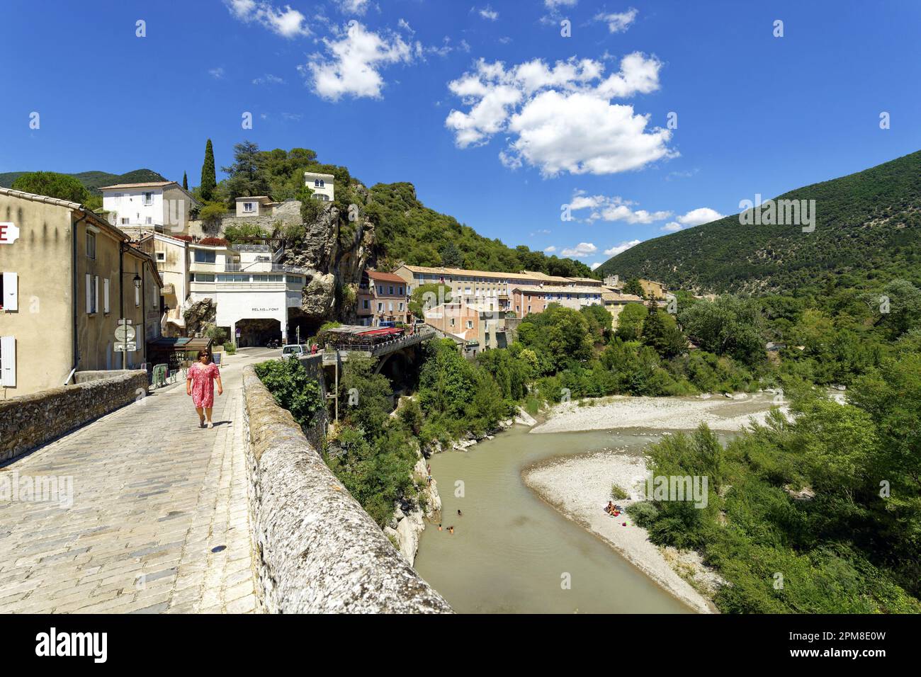 France, Drome, Drome Provencale, Nyons, Roman bridge crossing the ...