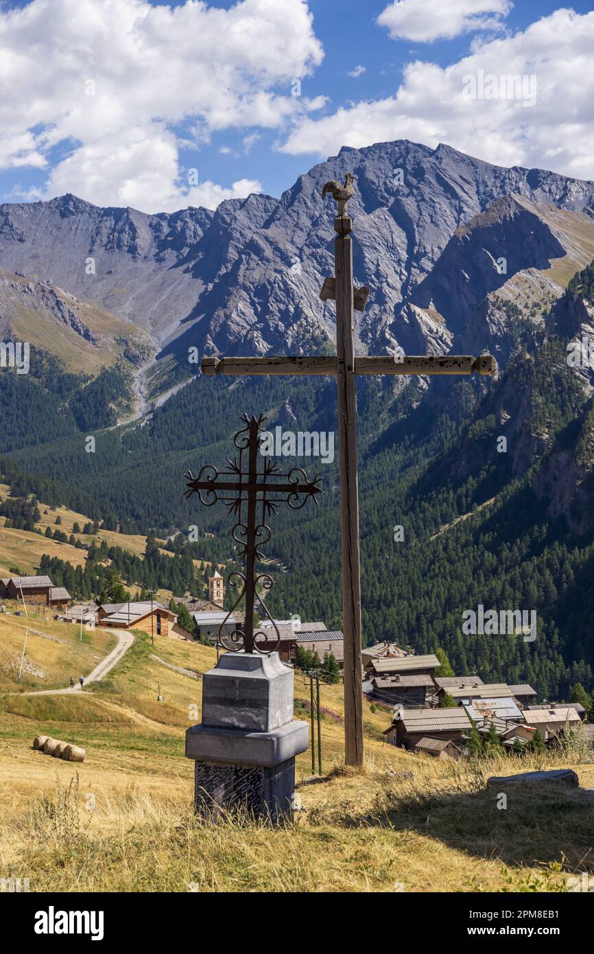 France, Hautes-Alpes, Queyras regional park, Saint-Véran, labeled the ...