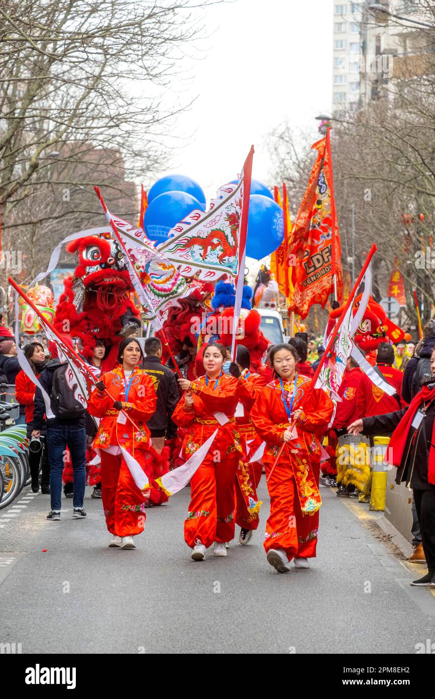 France, Paris, Chinese New Year parade, year of the Water Rabbit Stock ...