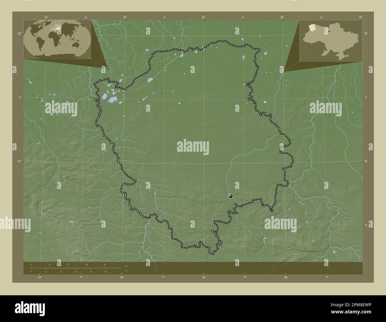 Volyn, region of Ukraine. Elevation map colored in wiki style with ...