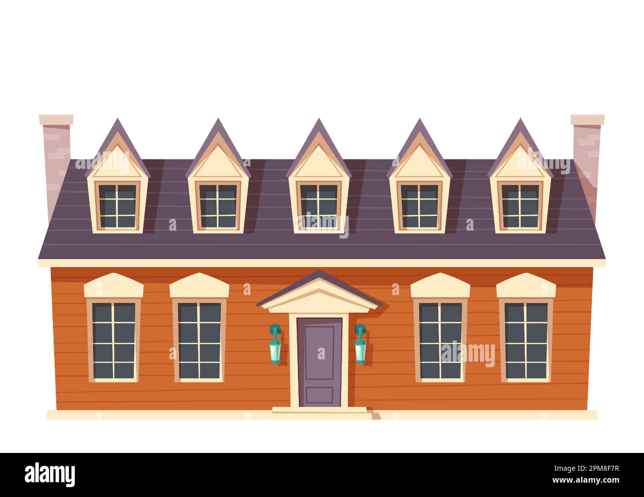 Urban retro colonial style building cartoon vector illustration. Old ...