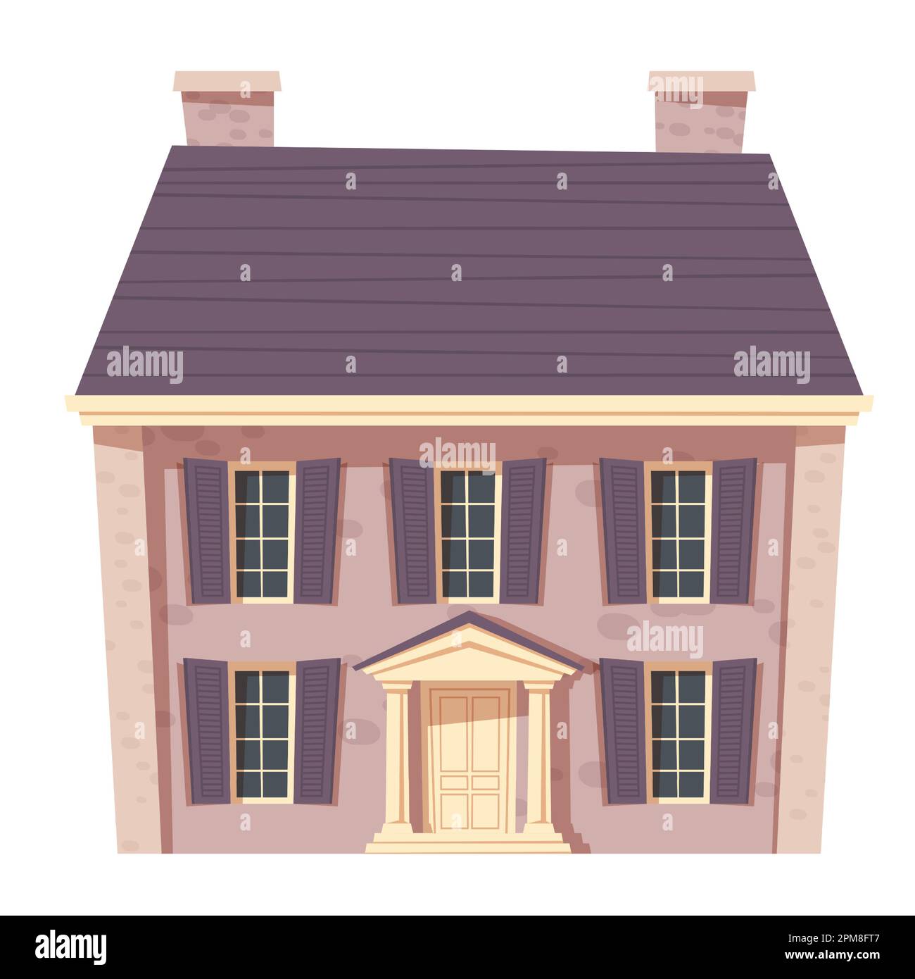 Urban retro colonial style building cartoon vector illustration. Old ...