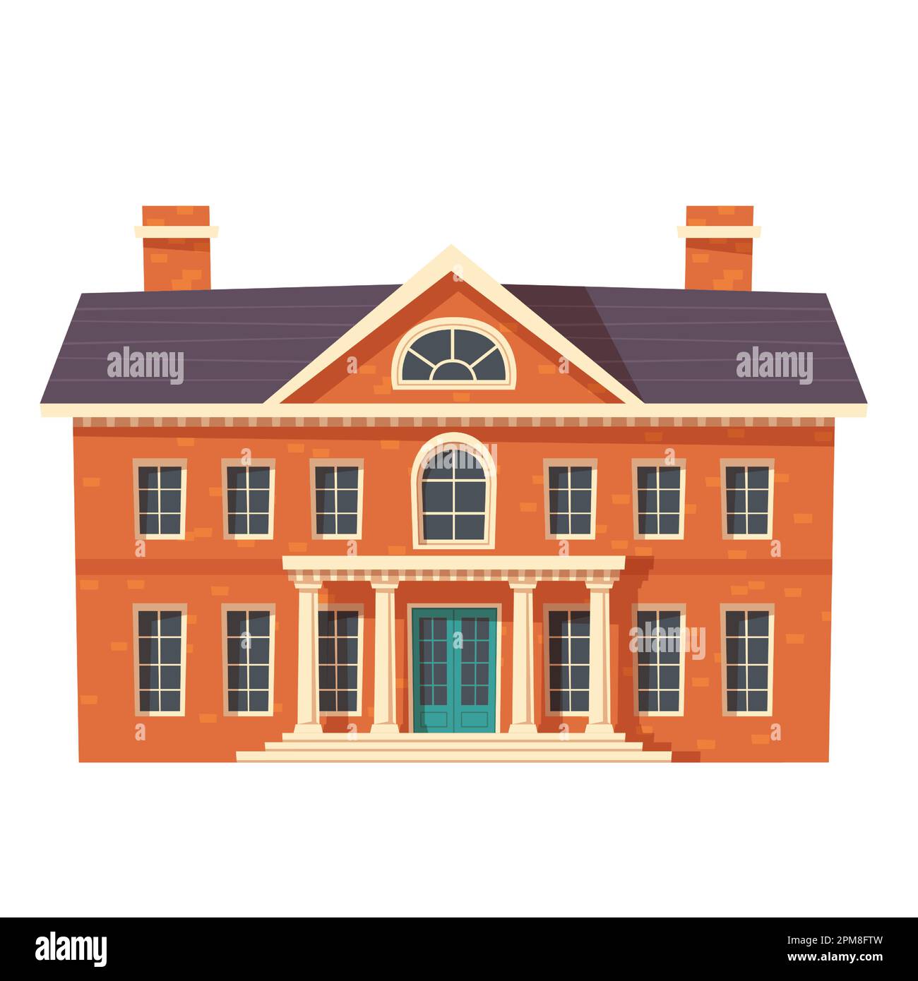 Urban retro colonial style building cartoon vector illustration. Old ...