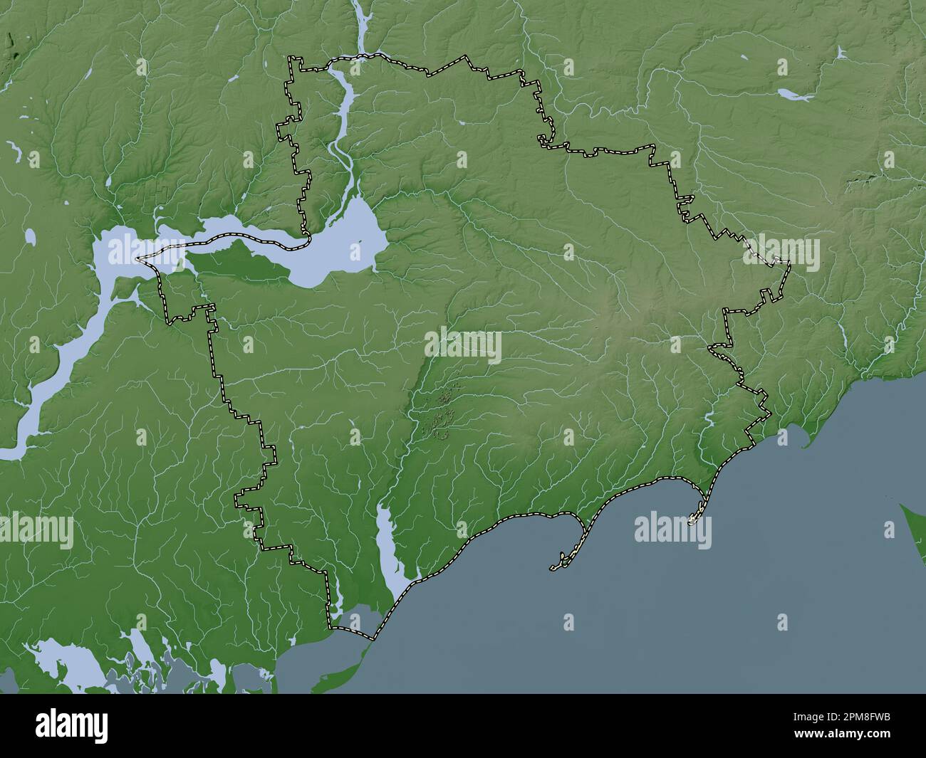 Zaporizhzhya, region of Ukraine. Elevation map colored in wiki style ...