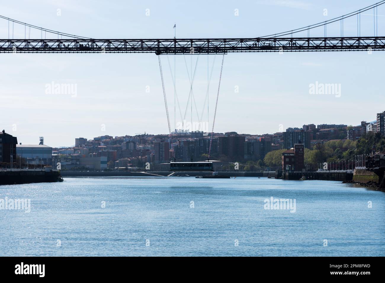 Bilbao, Spain - April 7, 2023: VIew of Vizcaya Bridge, also known as ...