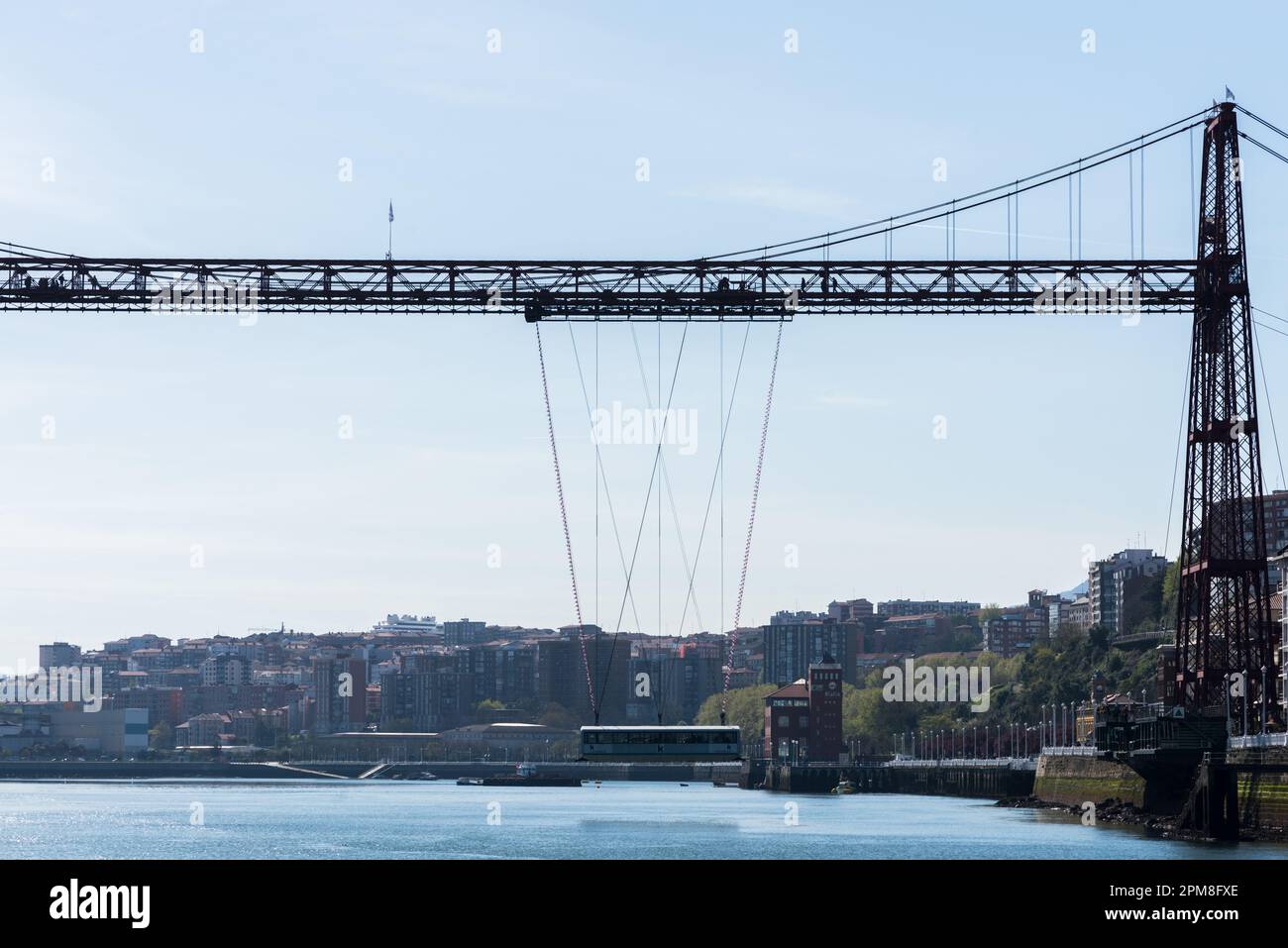 Bilbao, Spain - April 7, 2023: VIew of Vizcaya Bridge, also known as ...