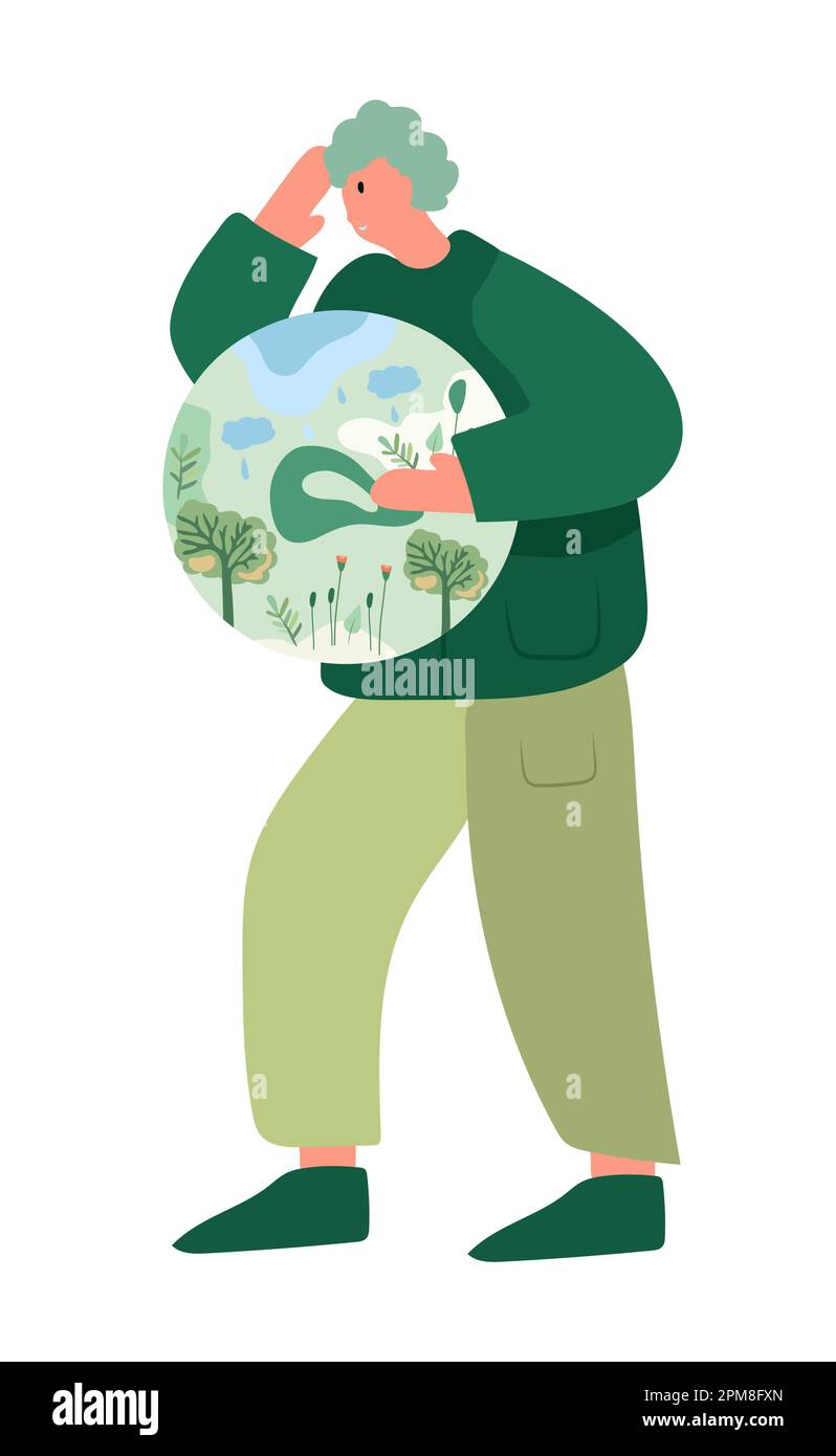 Mother earth, man embracing our green planet. Earth Day and planet ...