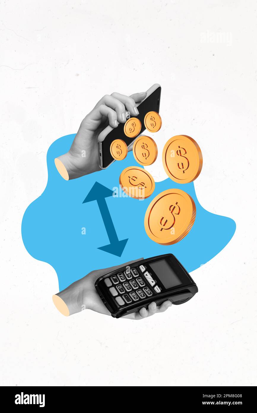 Poster collage of hand spend money black and white filter isolated on ...