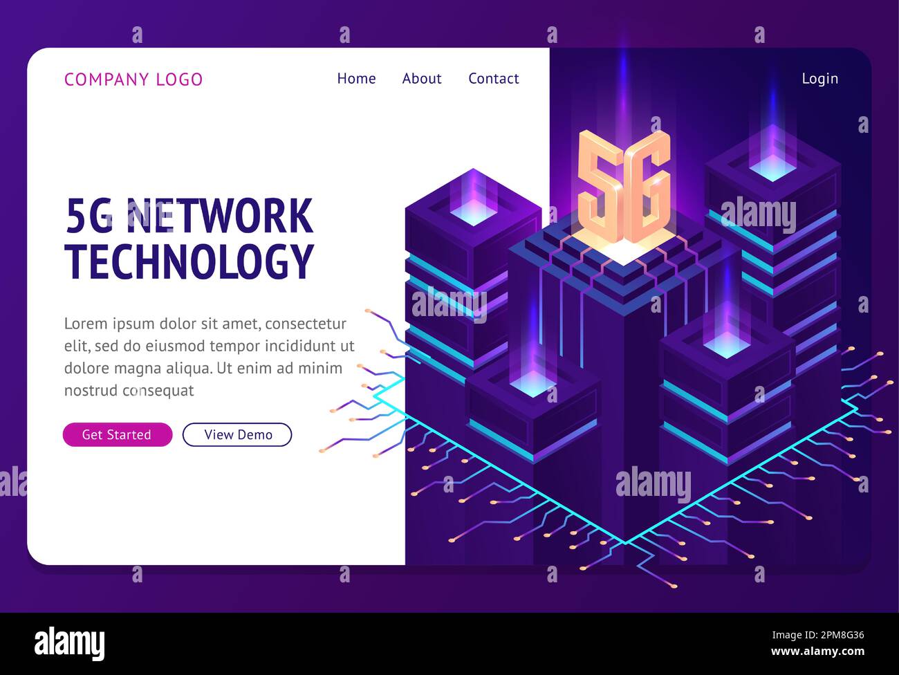 5g network technology isometric landing page. Wireless mobile ...