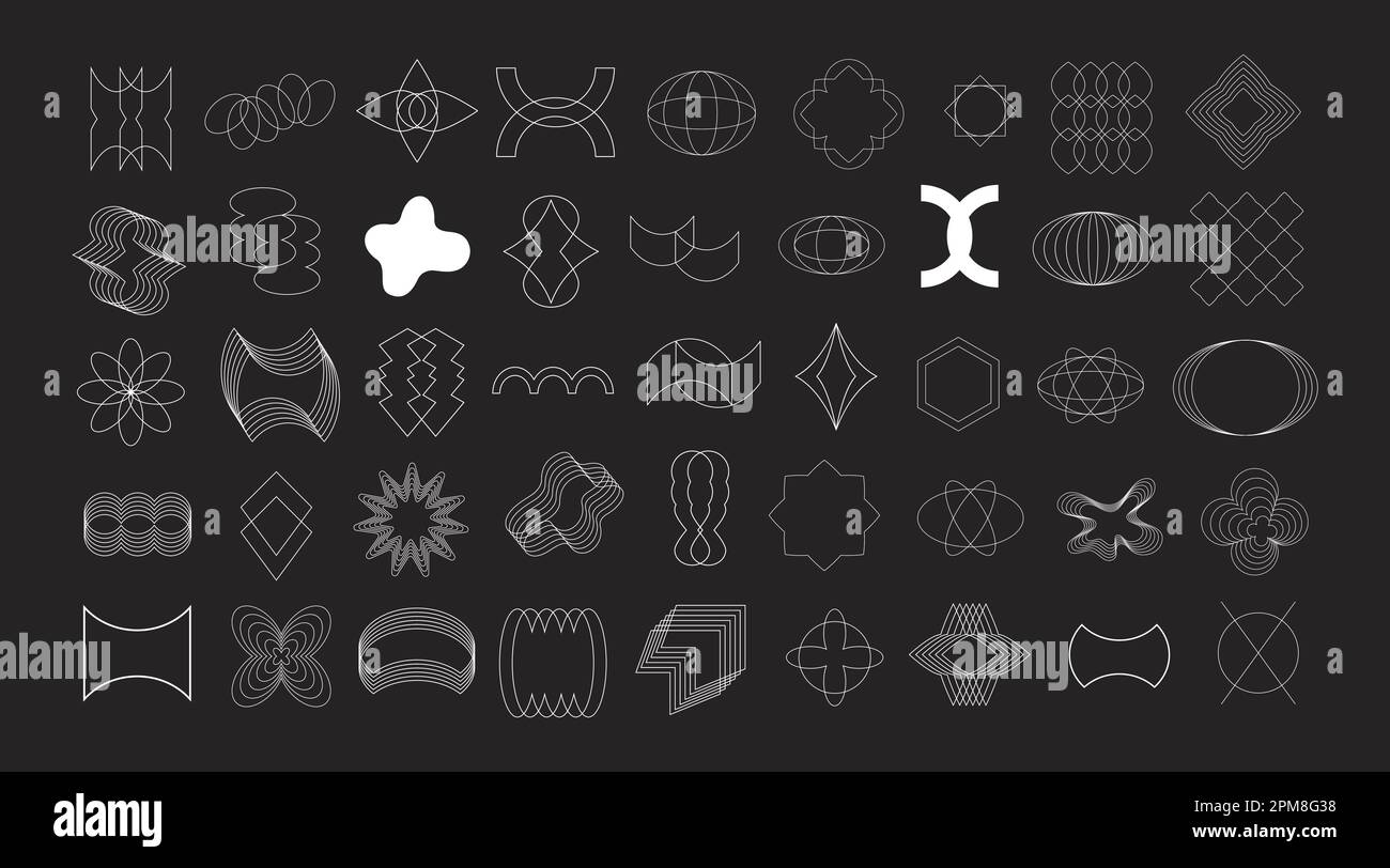 Retro minimal line abstract geometric shapes set Stock Vector Image ...