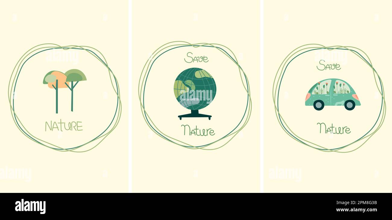 Eco friendly vehicle, green leaves and planet. Earth Day and planet ...