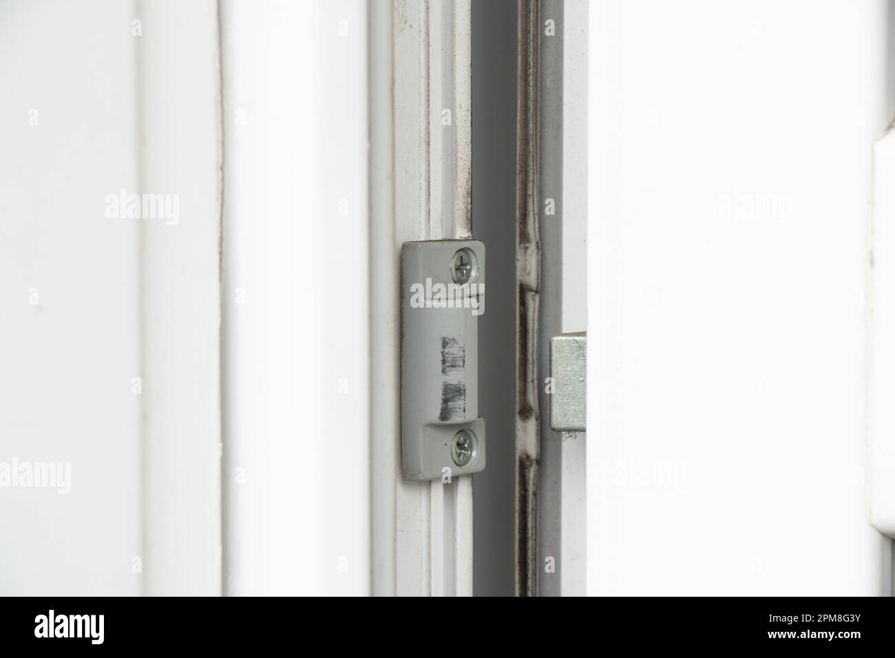 Dirty window close-up in the apartment, metal-plastic window frame ...