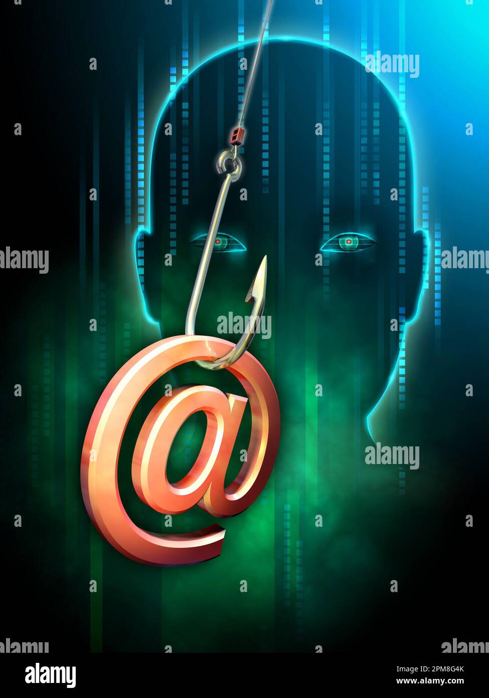 Hacker using email as a method to steal information. 3D illustration ...