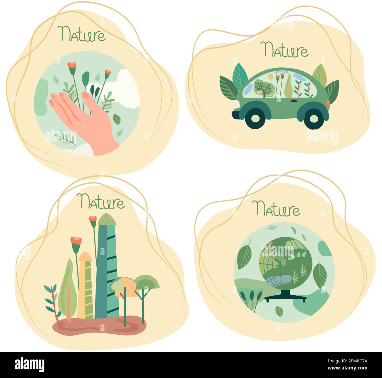 Eco-preservation idea, Nature fueling humanity. Human Hands embracing ...