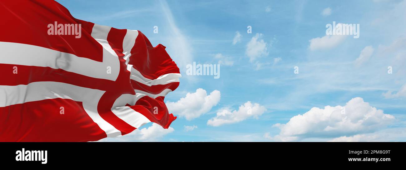 flag of Dutch peoples Low Saxon-speaking Dutch at cloudy sky background ...